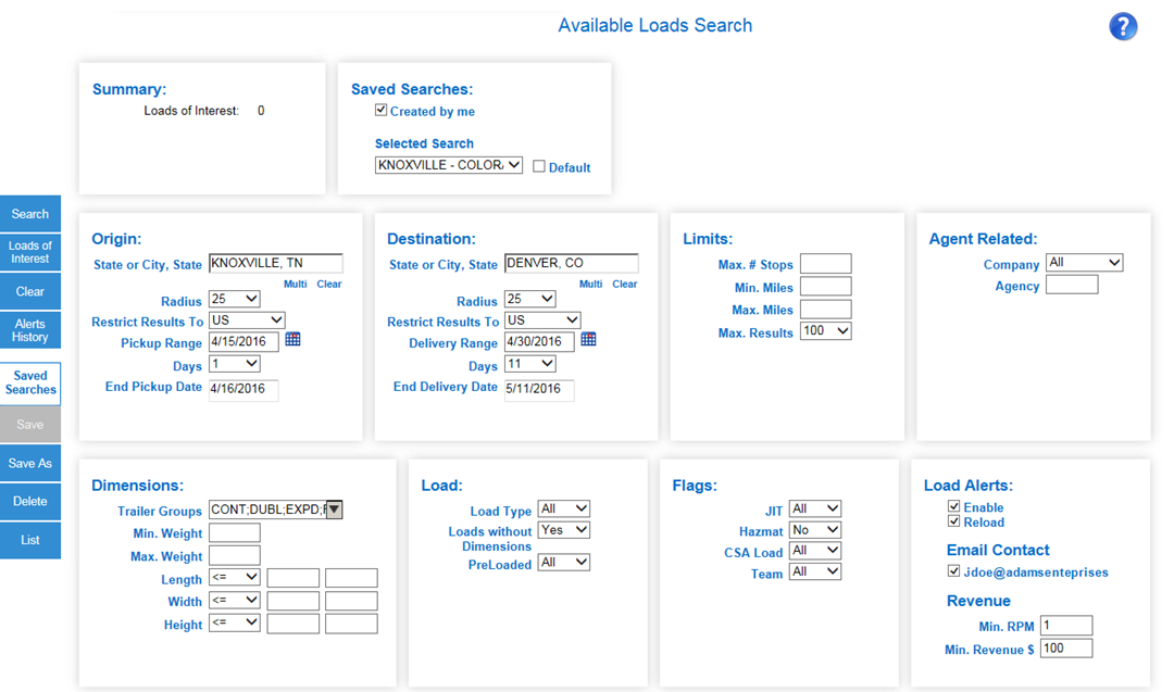 Available Loads Search